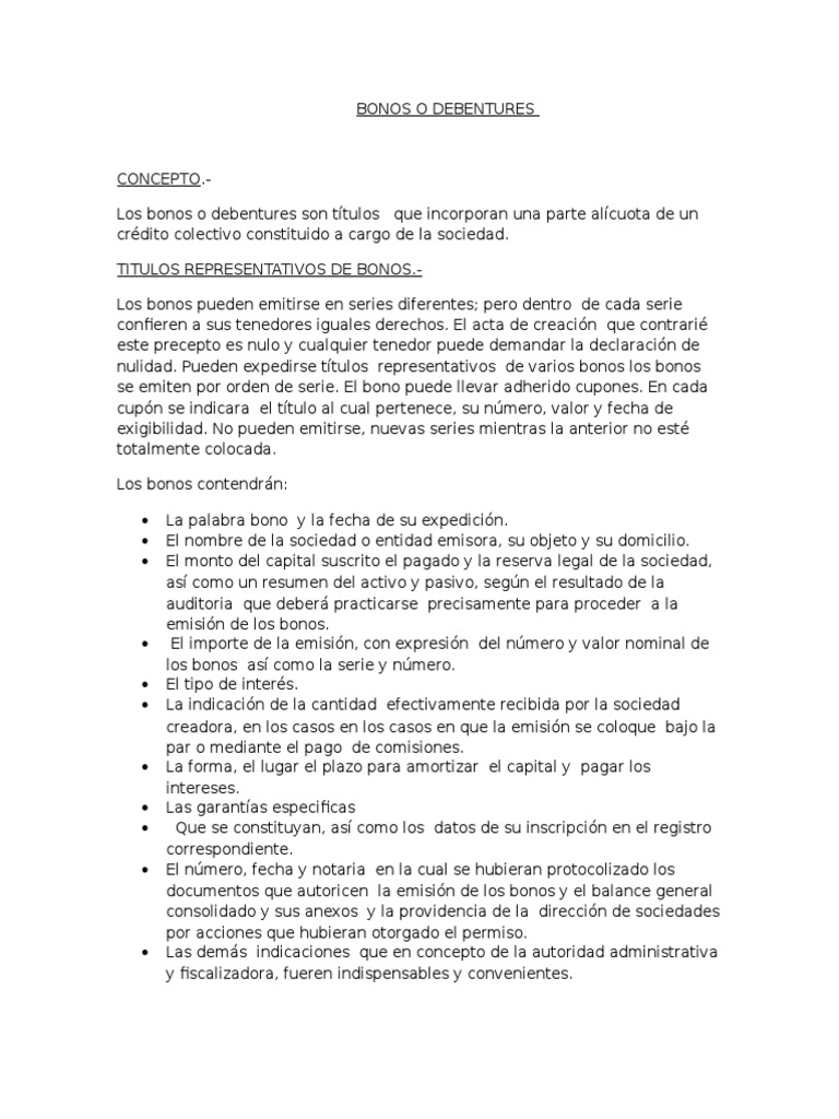 Bonos o Debentures | PDF | Bancos | Dinero
