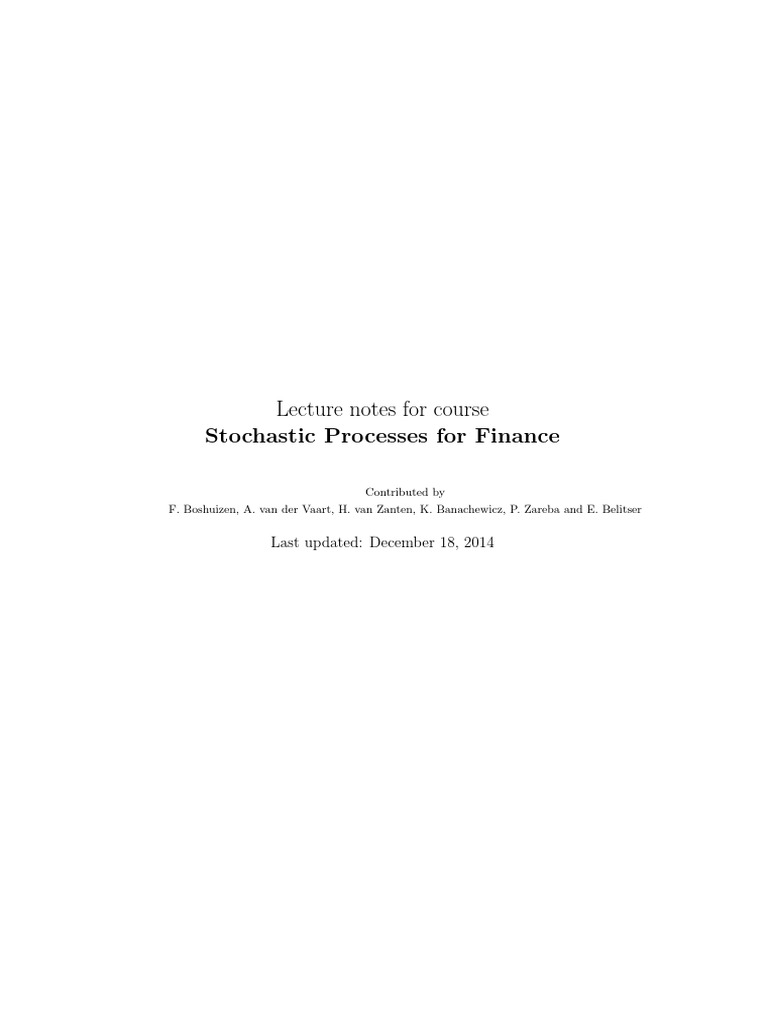 Stochastic Processes For Finance | PDF | Option (Finance) | Derivative ...
