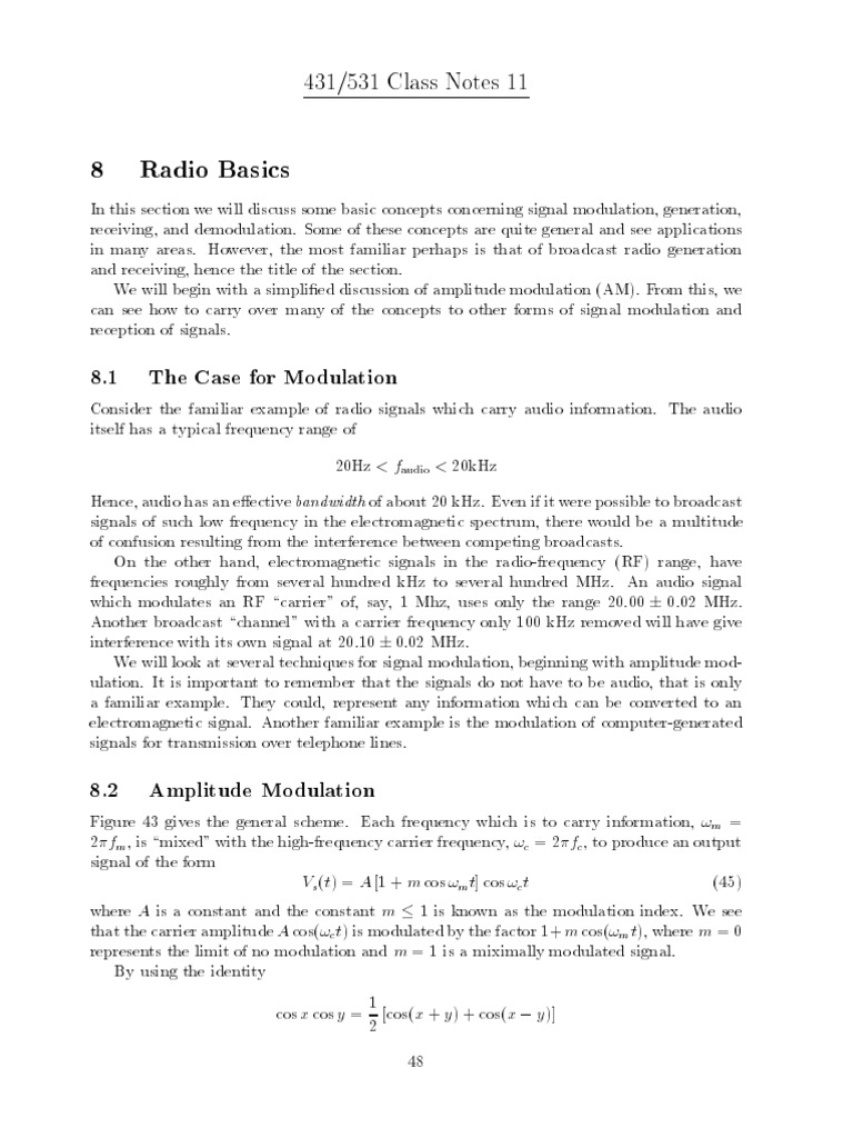 Notes 11 | PDF | Frequency Modulation | Modulation