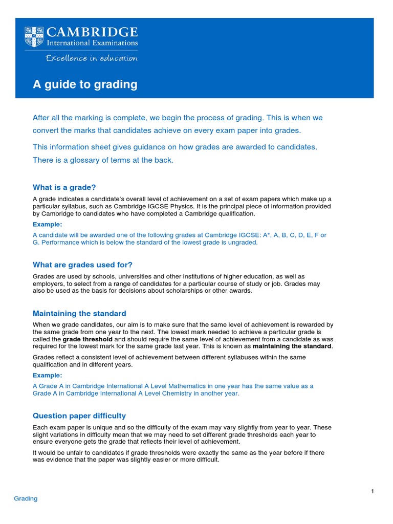 223177 a Guide to Grading | Gce Advanced Level (United Kingdom) | Test ...