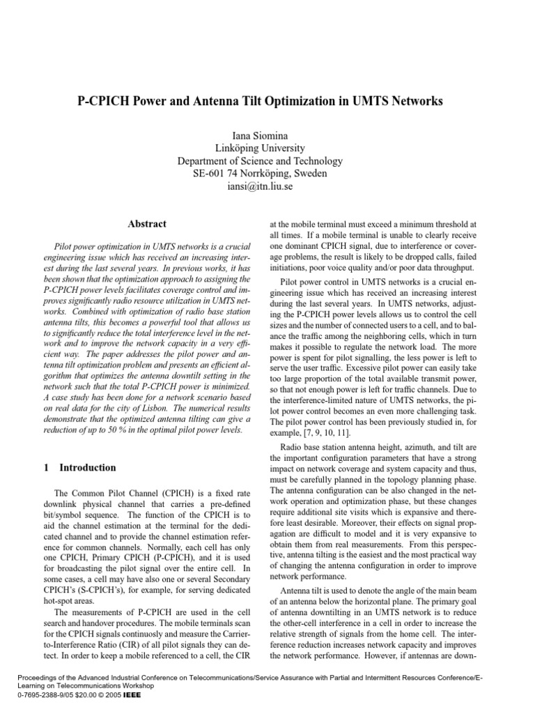 Cpich Power | PDF | Antenna (Radio) | Mathematical Optimization