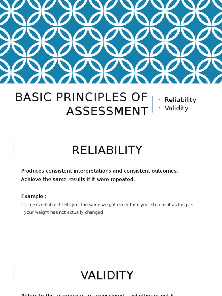 Key Assessment Principles: Reliability & Validity | PDF