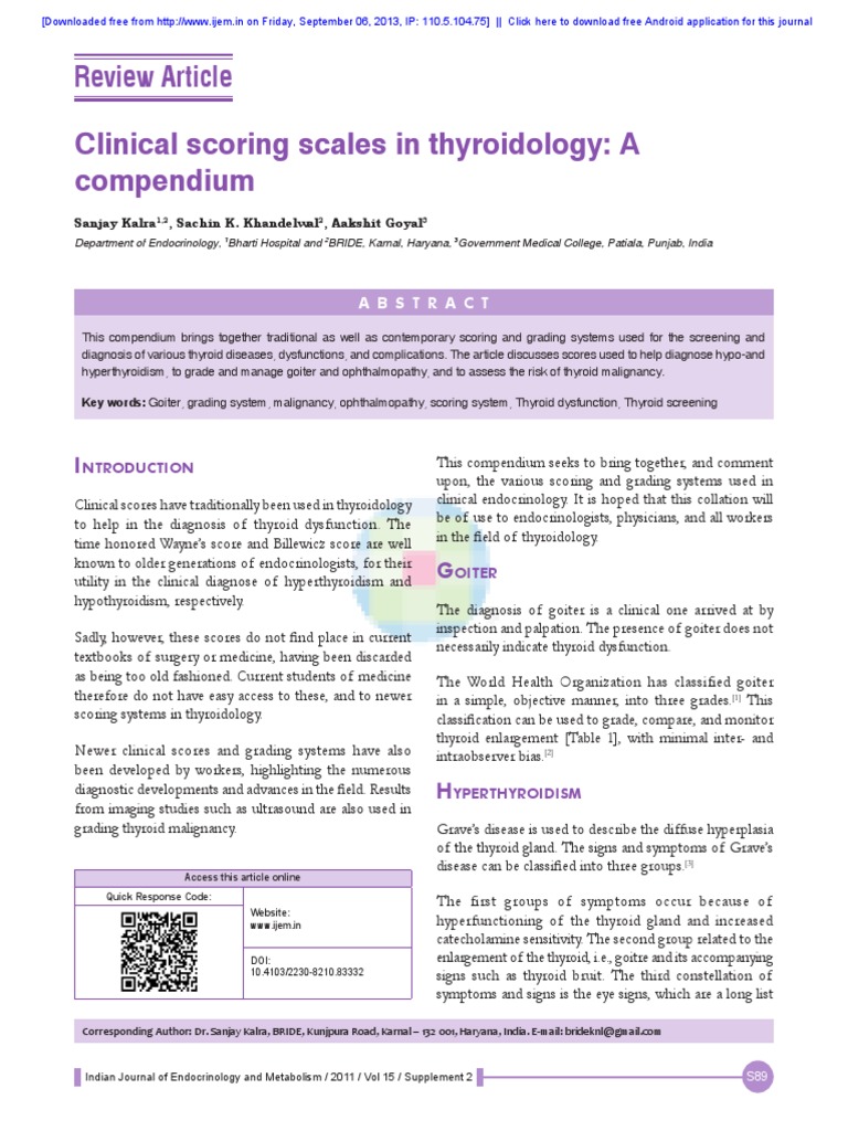 Thyroid Score | Hypothyroidism | Hyperthyroidism