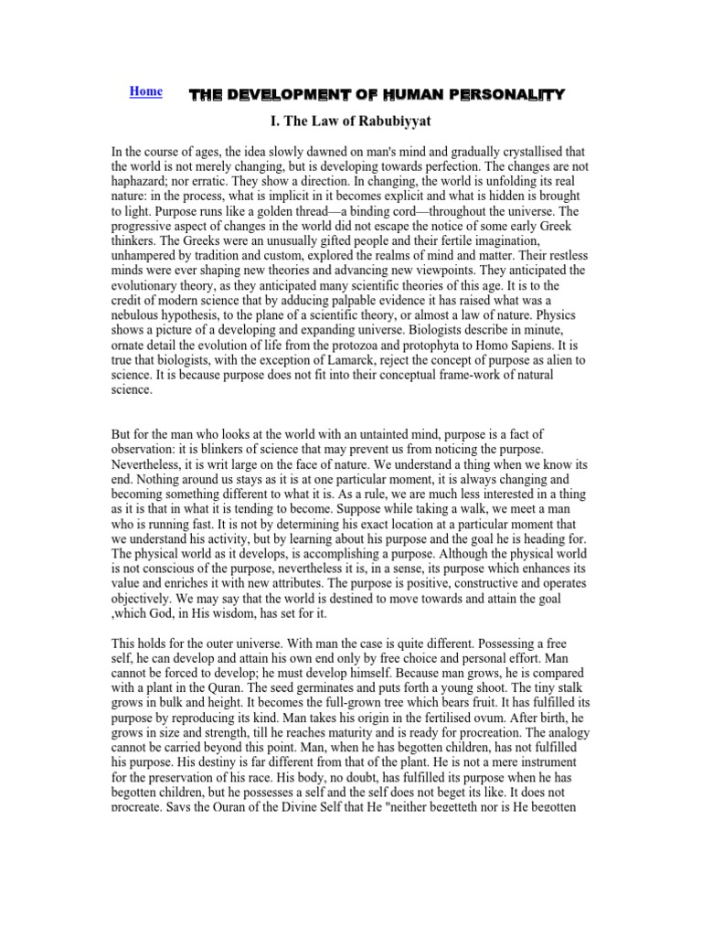 Development of Human Personality | PDF | Self | Human