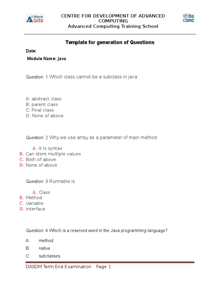 Java Questions Paper Class Computer Programming Method Computer Programming 1154
