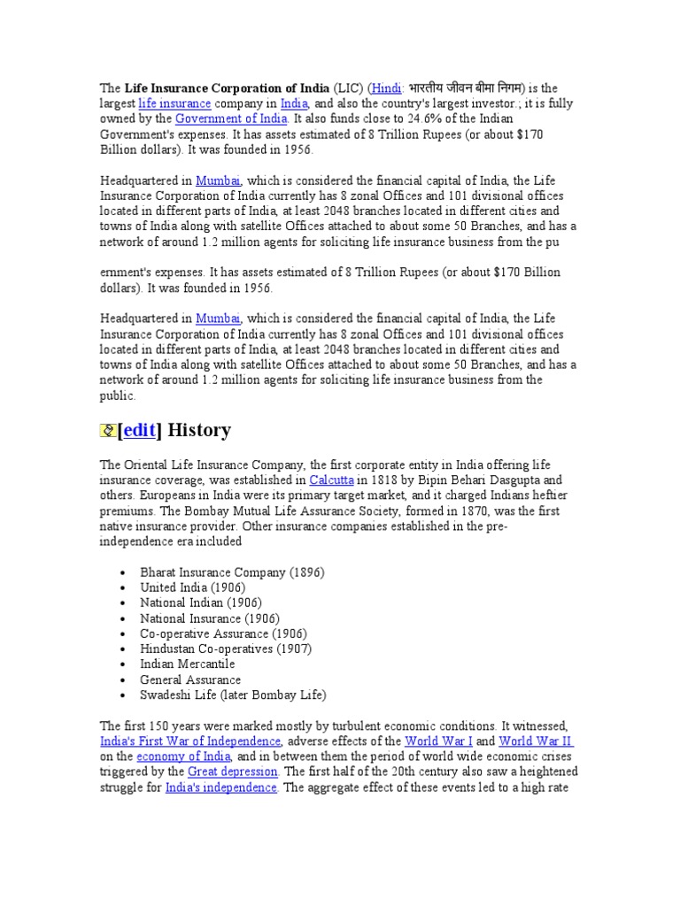The Life Insurance Corporation of India | PDF | Economies | Business