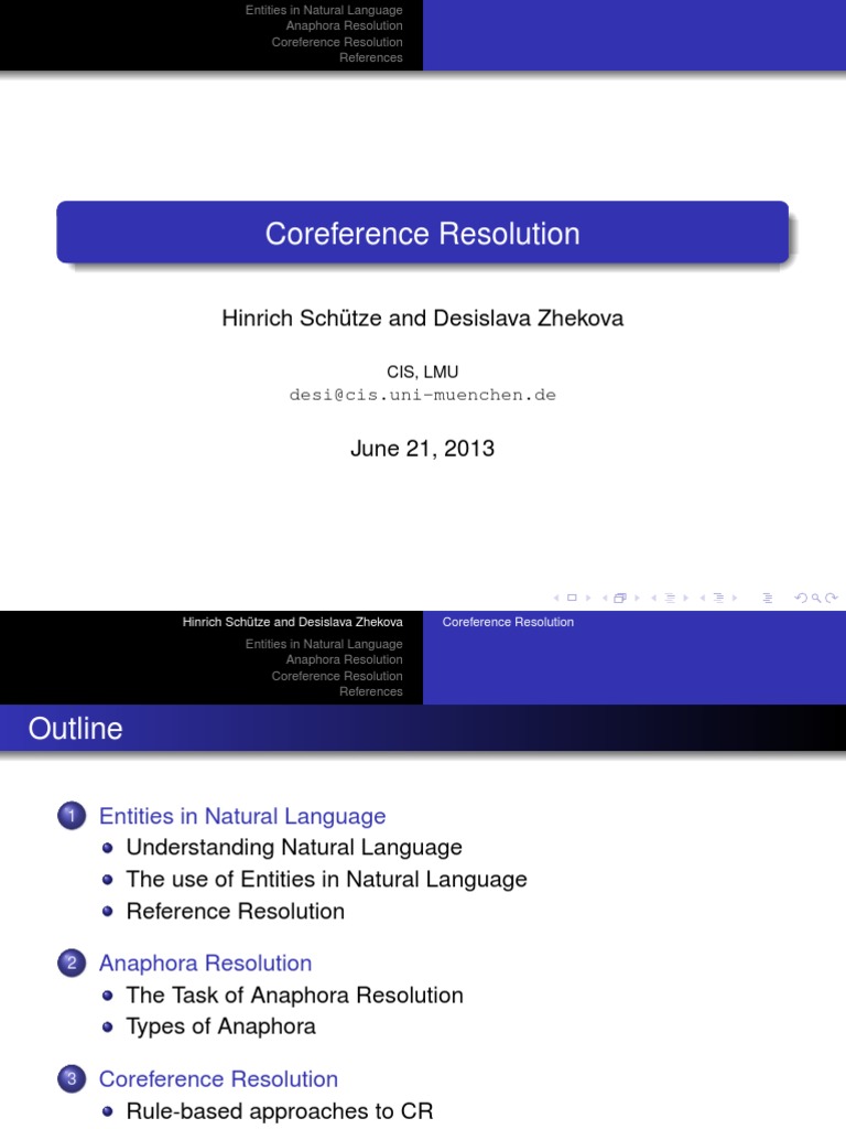 Coreference Resolution Talk | PDF | Rules | Philology