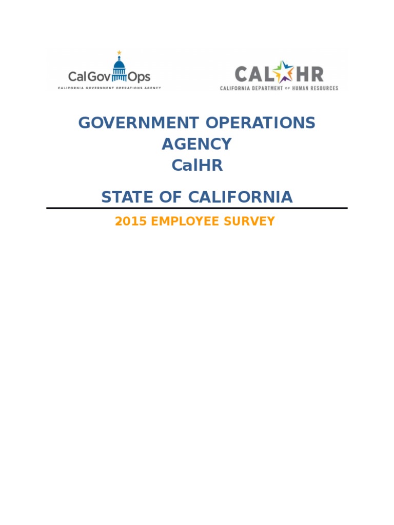 Government Operations Agency Calhr State Of California: 2015 Employee ...