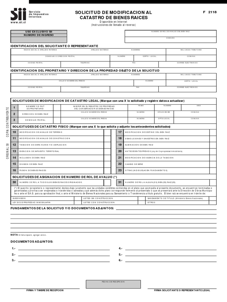 Solicitud de Modificacion Al Catastro de Bienes Raices: Disponible en Internet (Instrucciones de ...