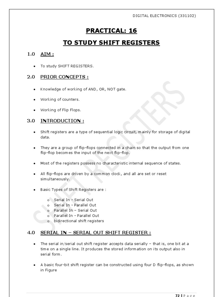 16 Shift Registers | PDF | Digital Electronics | Computer Data