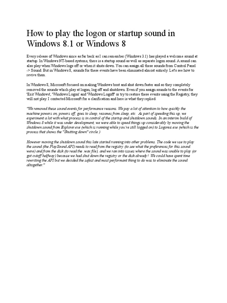Reviving Windows 8.1 Startup Sounds | PDF | Windows 8.1 | Windows 8