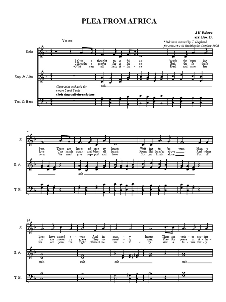 Plea From Africa 2 | PDF | Vocal Music | Performing Arts