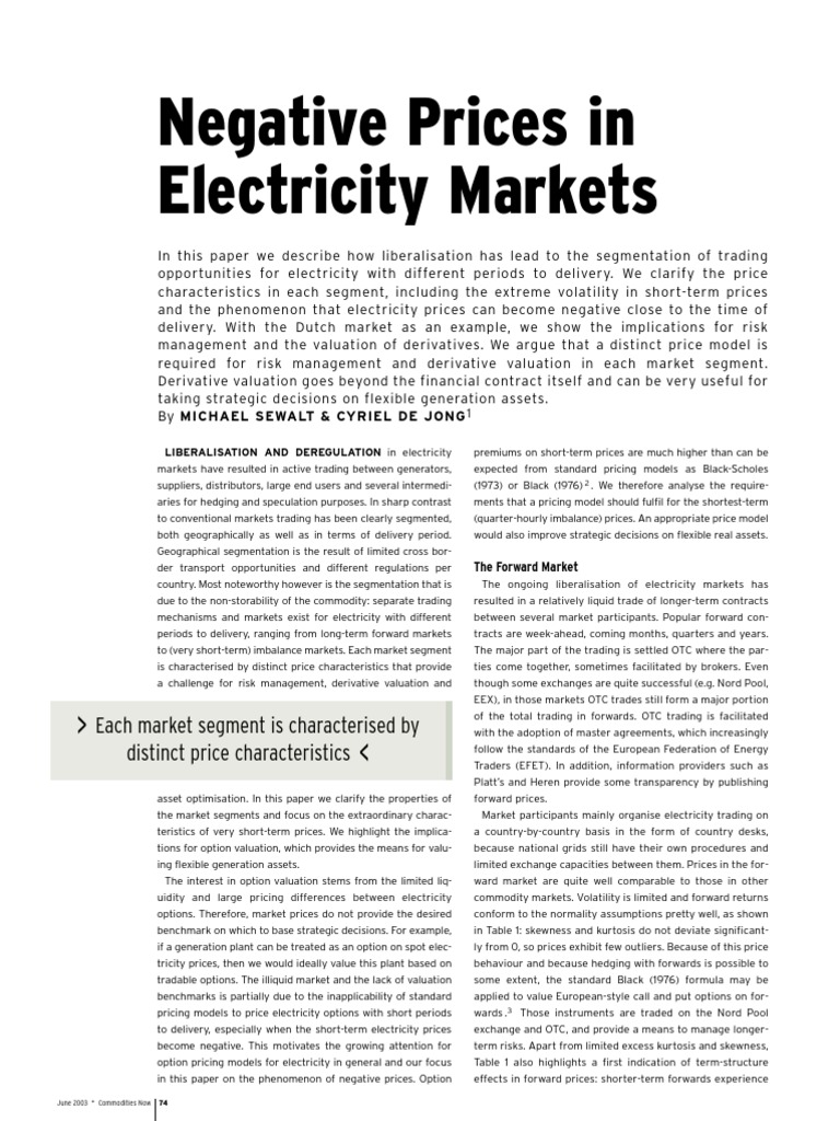 Negative Prices in Electricity Market | Download Free PDF | Option ...