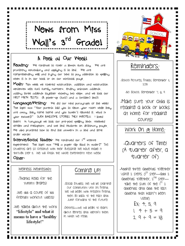 Weekly Update: 3rd Grade Highlights | PDF