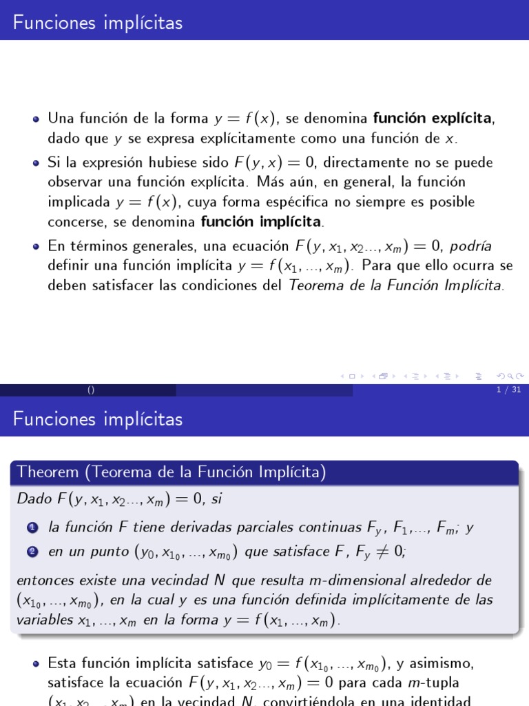 Funciones Implicitas y Derivadas | PDF | Derivado | Función (Matemáticas)