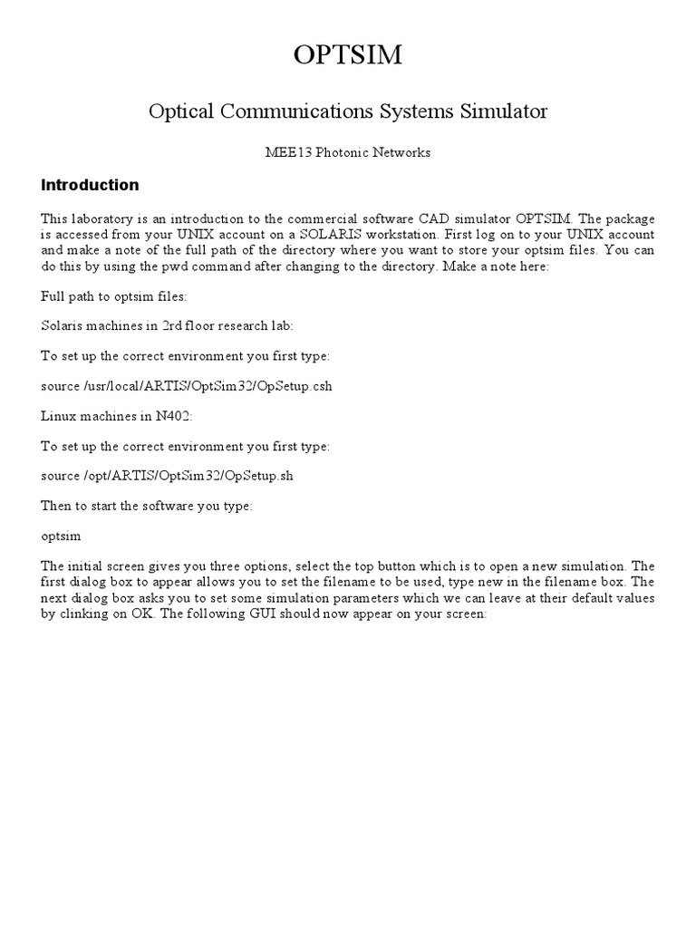 Optsim: Optical Communications Systems Simulator | Download Free PDF ...