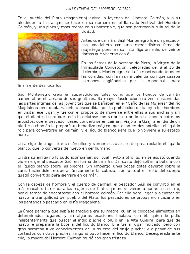 La Leyenda Del Hombre Caiman | Ficción y literatura