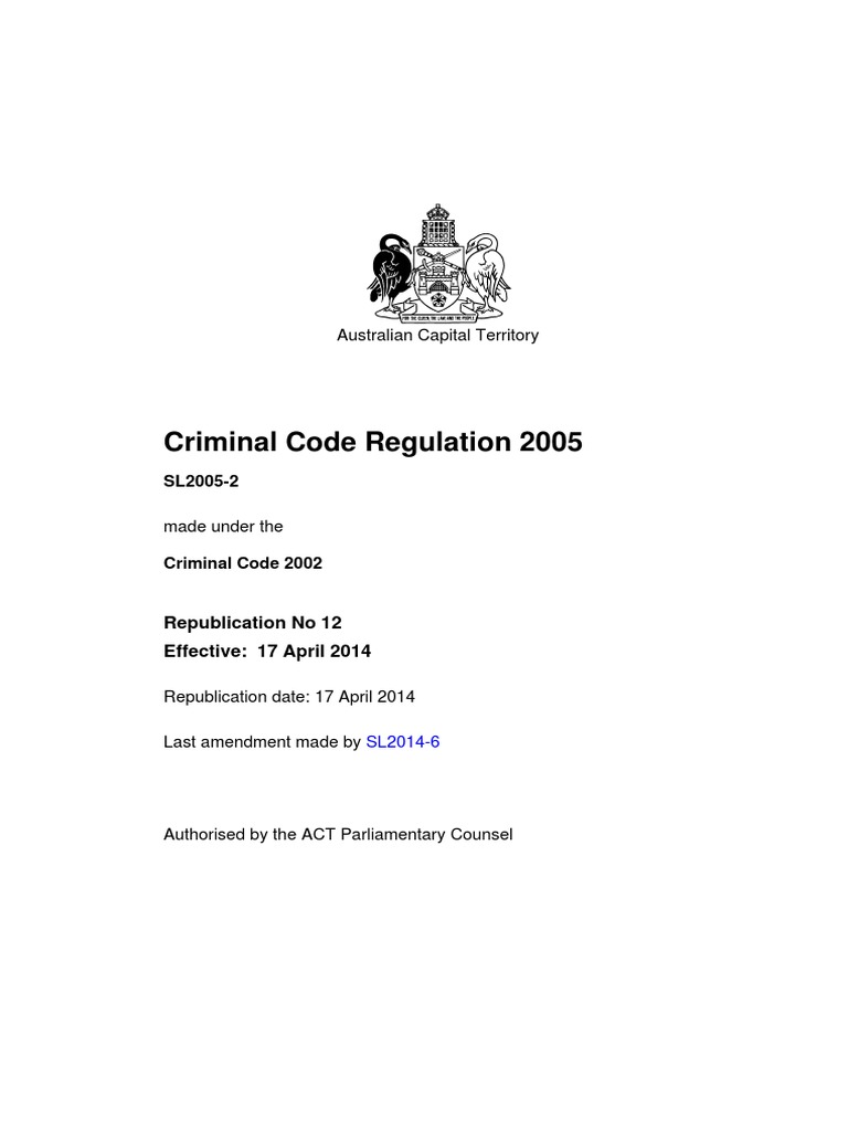Criminal Code Regulation 2005 | PDF | Controlled Substances Act ...
