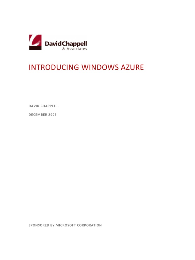 Introducing Windows Azure, V1.2 - Chappell | PDF | Microsoft Azure | Databases