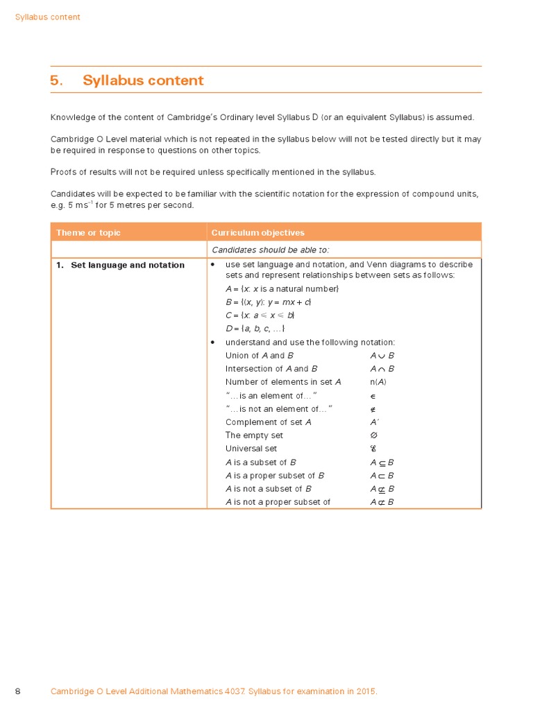 O Level Additional Mathematics Syllabus | PDF | Trigonometric Functions ...