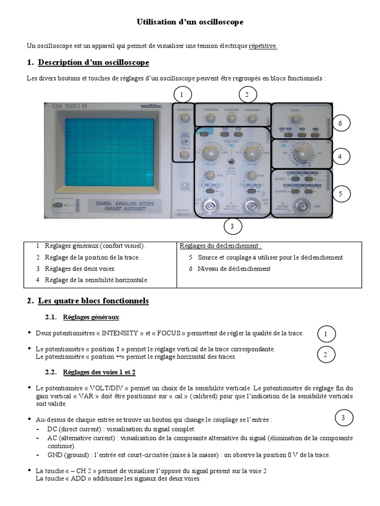 Utilisation D'un Oscilloscope | PDF | Électromagnétisme | Électricité