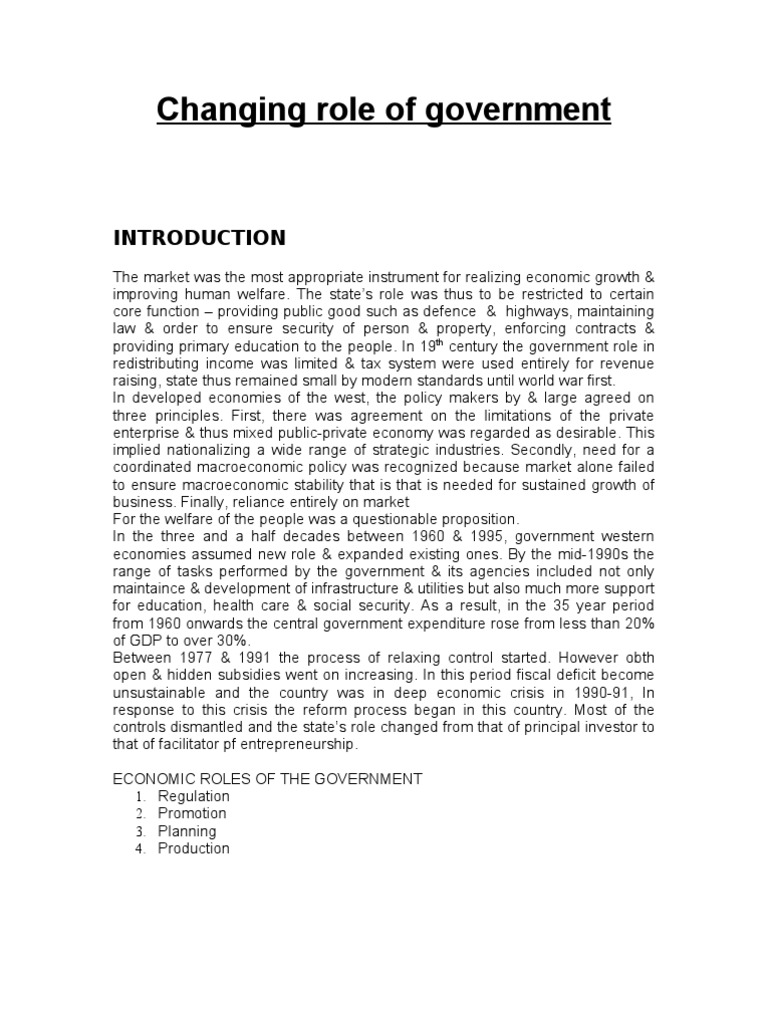 Changing Role of Government | PDF | State Owned Enterprise ...