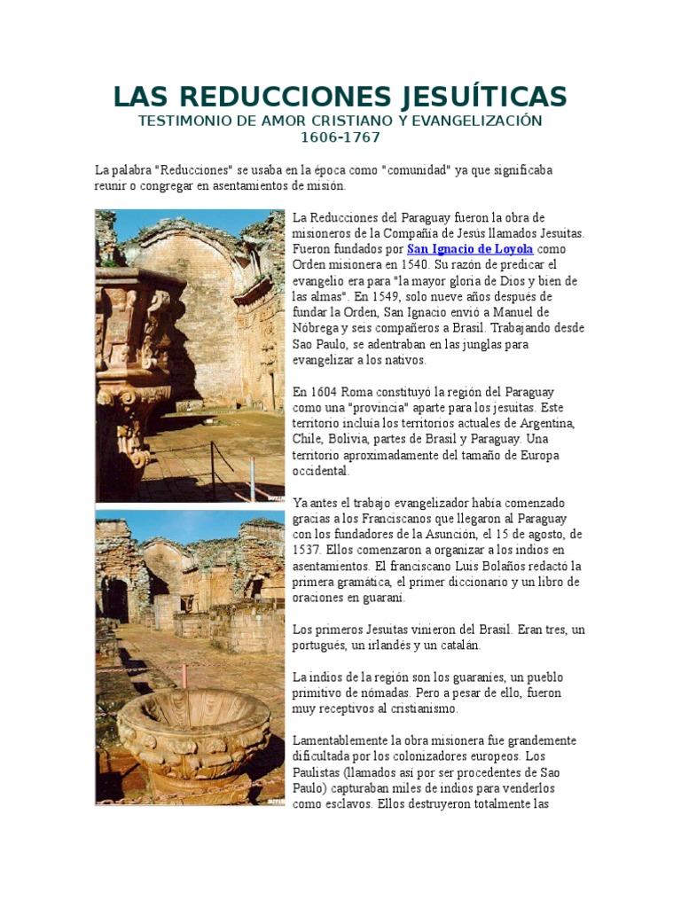Reducciones Jesuitas: Historia y Legado | PDF | Sociedad de jesus ...