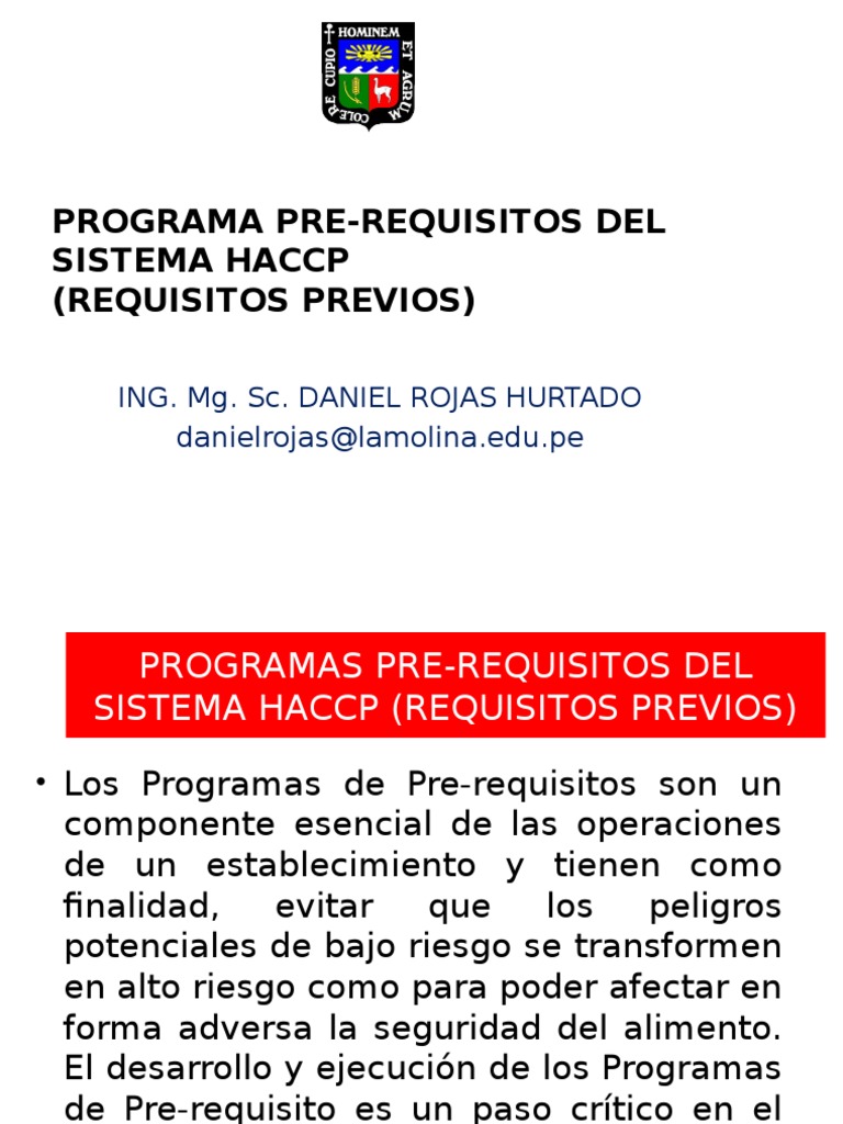 Programa Pre-requisitos Del Sistema Haccp | Análisis de Riesgo y Puntos Críticos de Control ...