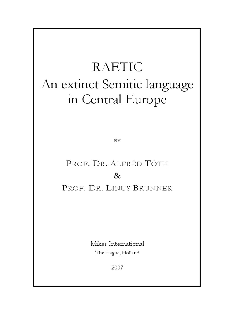 RAETIC An Extinct Semitic Language in Europe | PDF