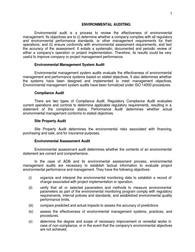 Environmental Auditing | PDF | Regulatory Compliance | Audit