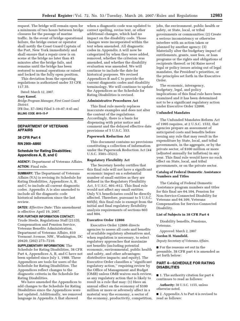 VA Disability Rating Schedule Update | PDF | United States Department ...