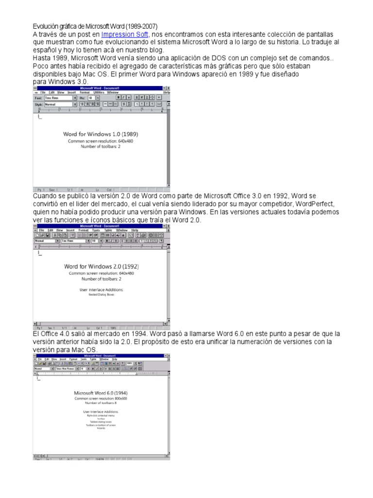 Evolución Gráfica de Microsoft Word | PDF | Microsoft Word | Microsoft