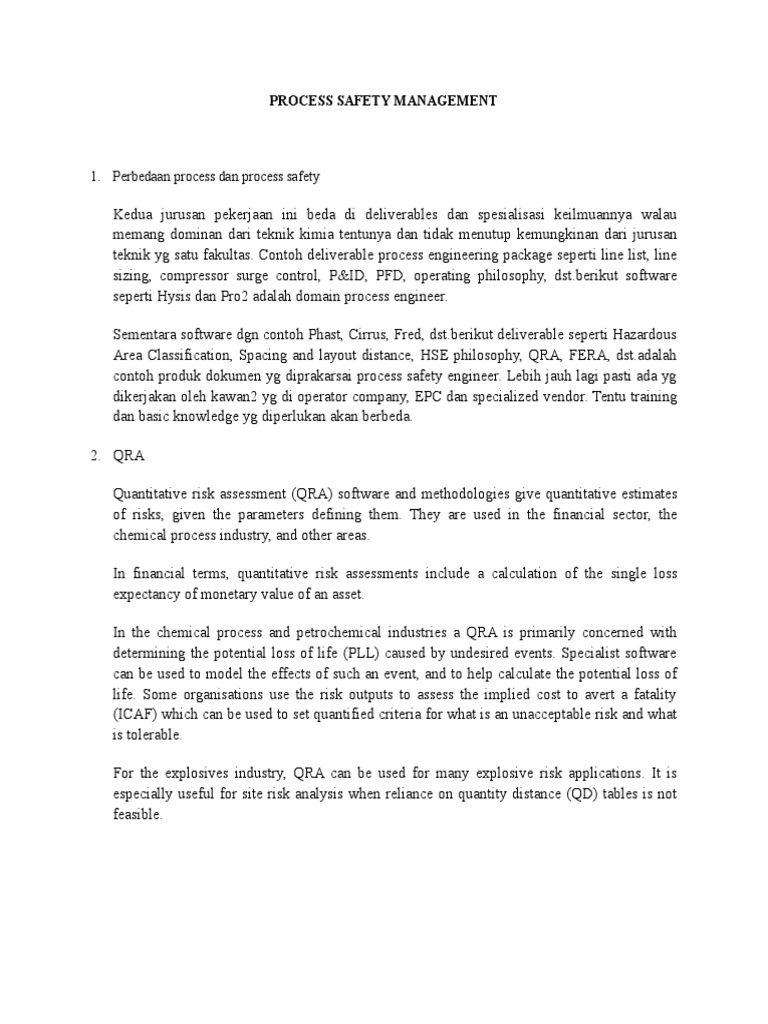 Process Safety Management | PDF | Engineering | Risk