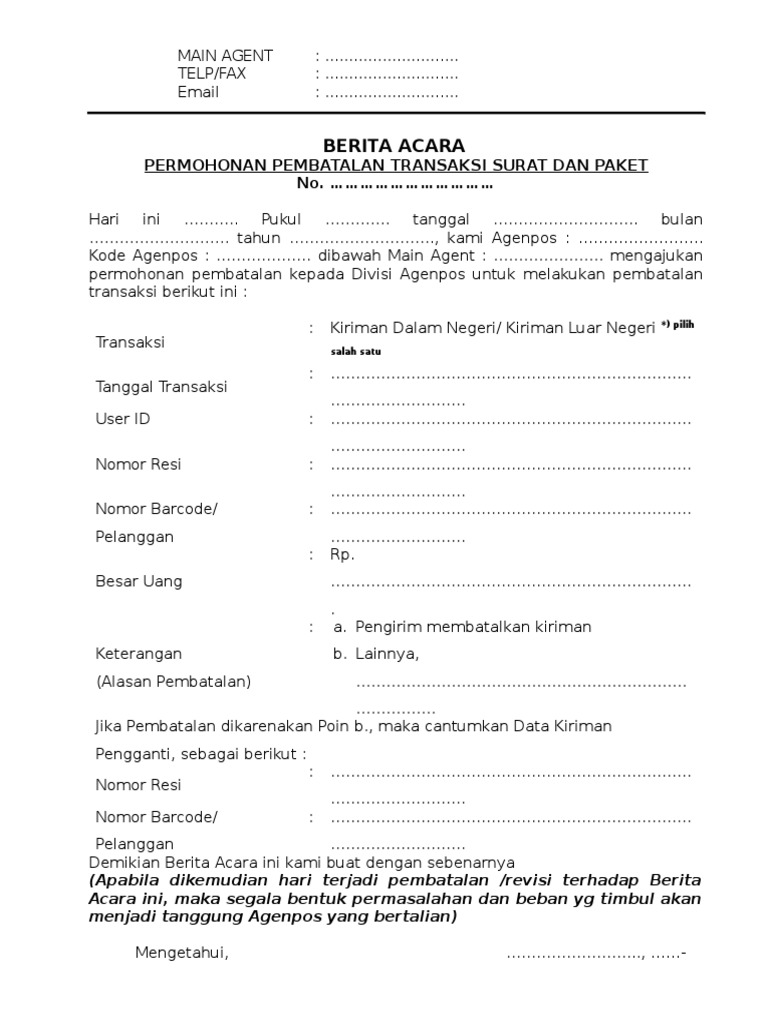 BA Pembatalan Transaksi MLO - New | PDF