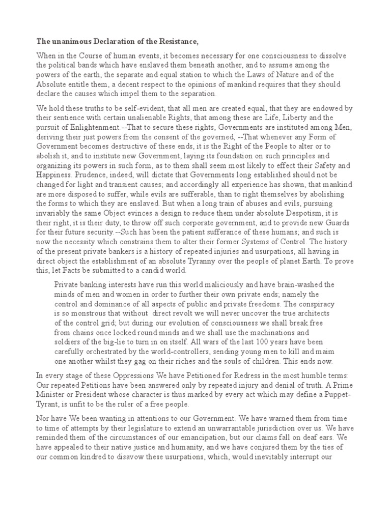 World Declaration of Independence | PDF | Natural And Legal Rights ...