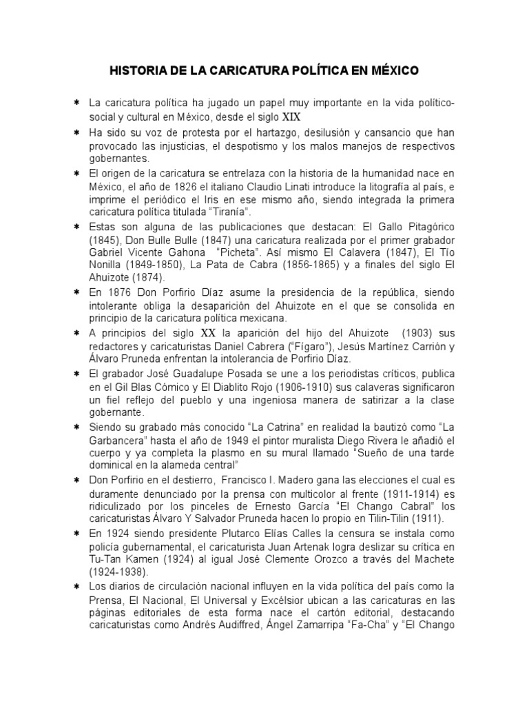 Historia de La Caricatura Política en México | PDF | Caricatura | Medios de arte