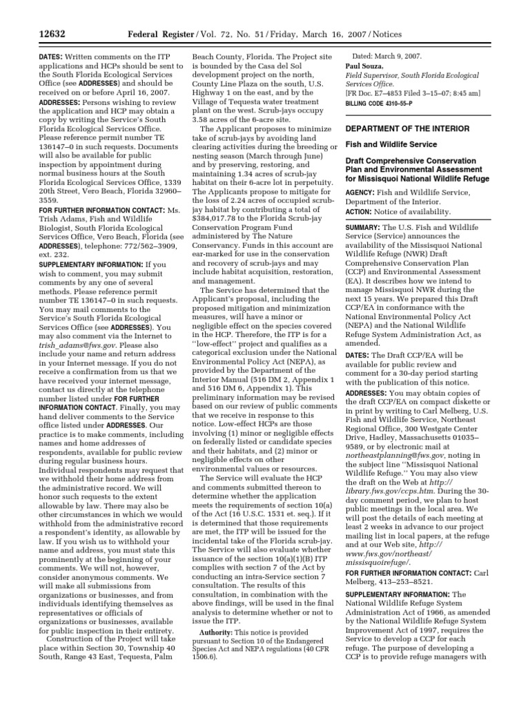 Notice: Endangered and Threatened Species: Incidental Take Permits ...
