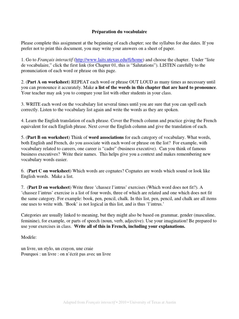 Vocab Prep Sheets | PDF | English Language | Grammatical Gender