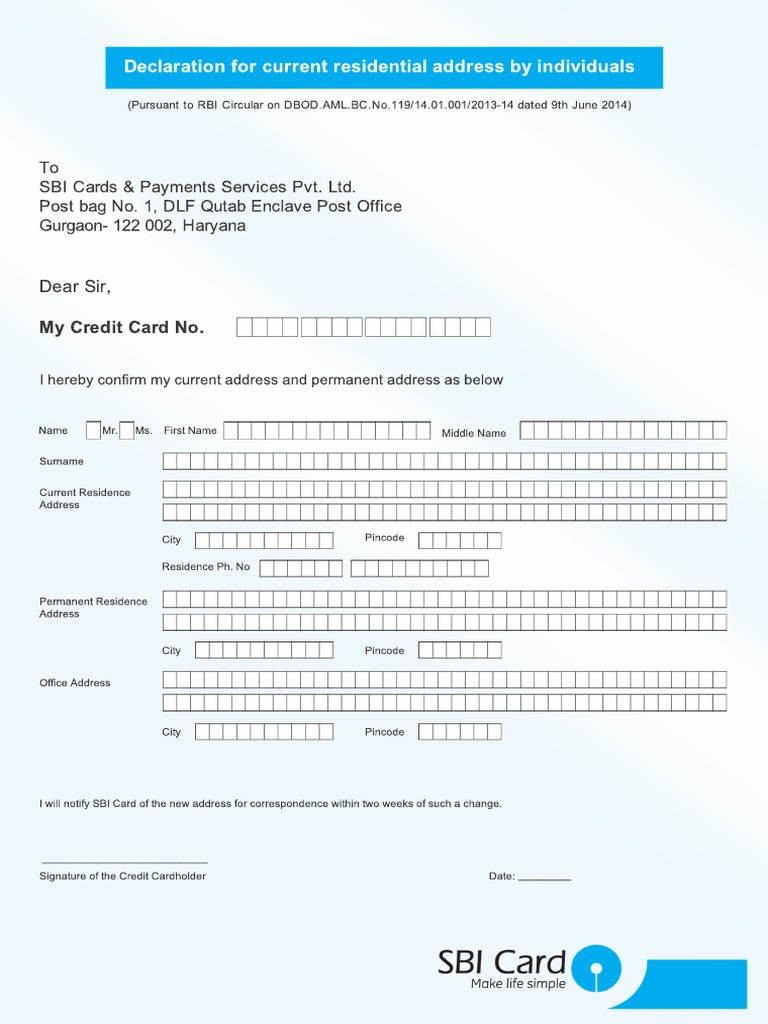 Address Change Declaration Form-1 PDF | PDF