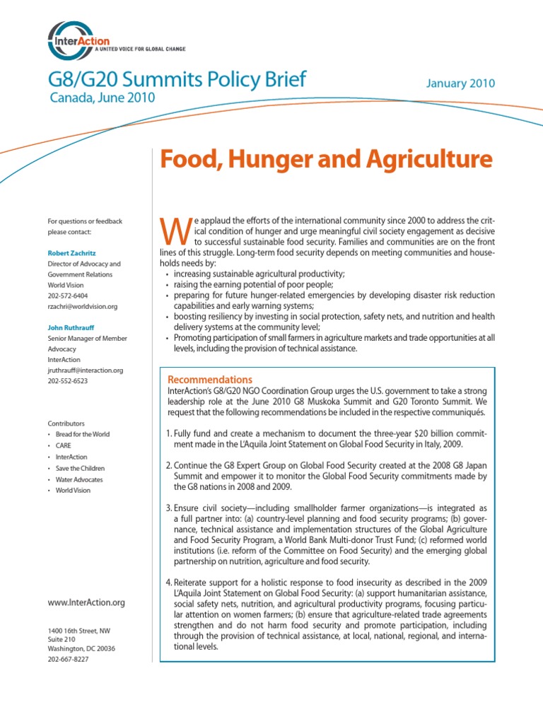 Policy Brief FOOD 1-26-10 | PDF | Food Security | Millennium ...