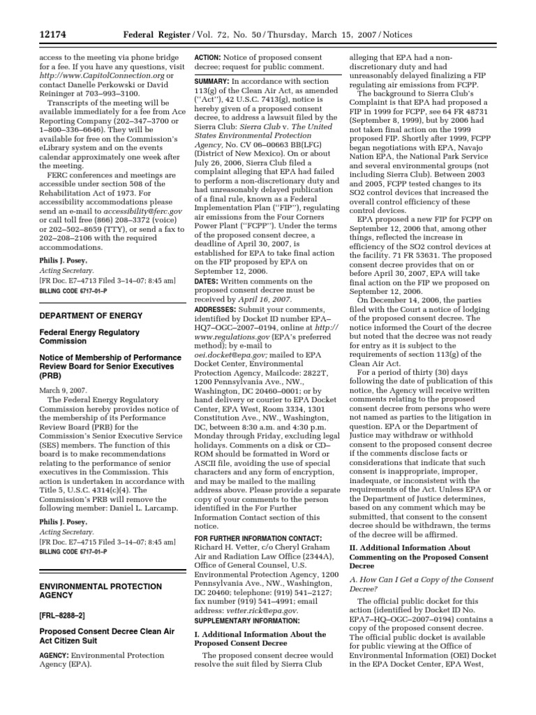 Notice: Air Pollution Control: Citizen Suits Proposed Settlements ...