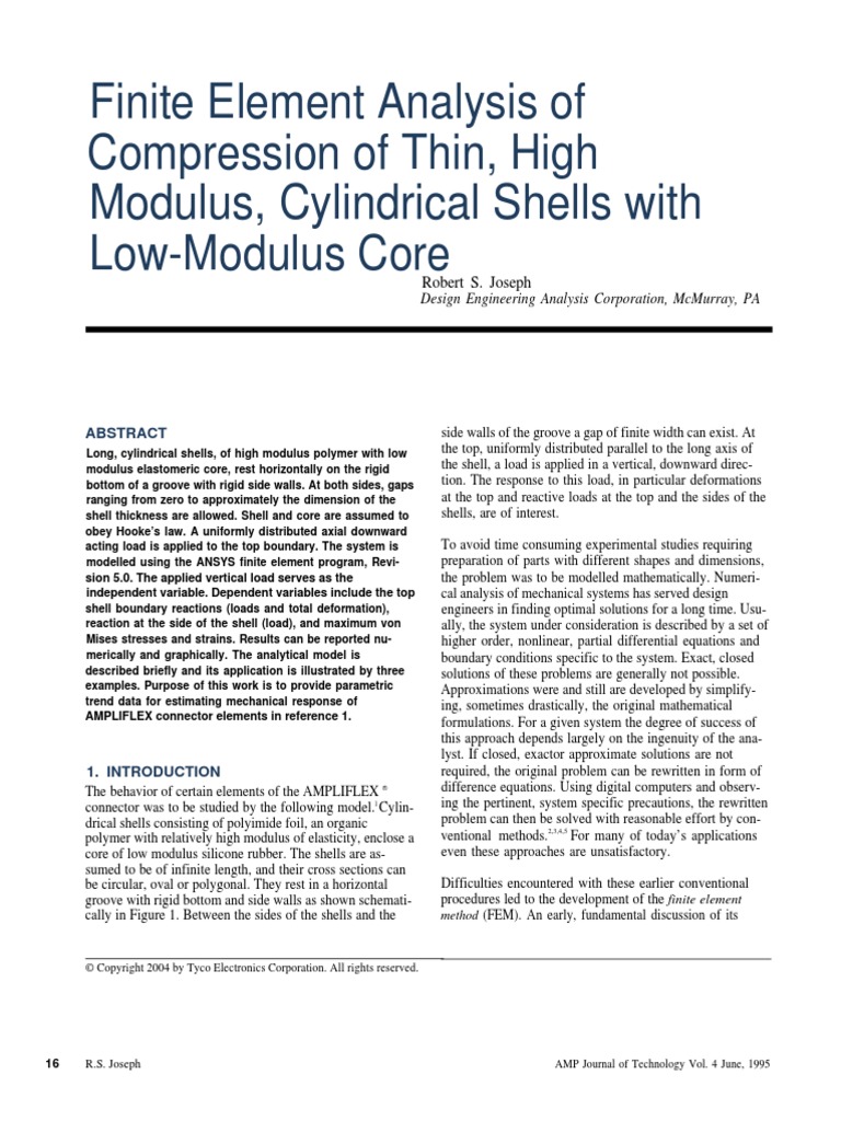 Finite Element Analysis of Compression of Thin, High Modulus, Cylindrical Shells With Low ...