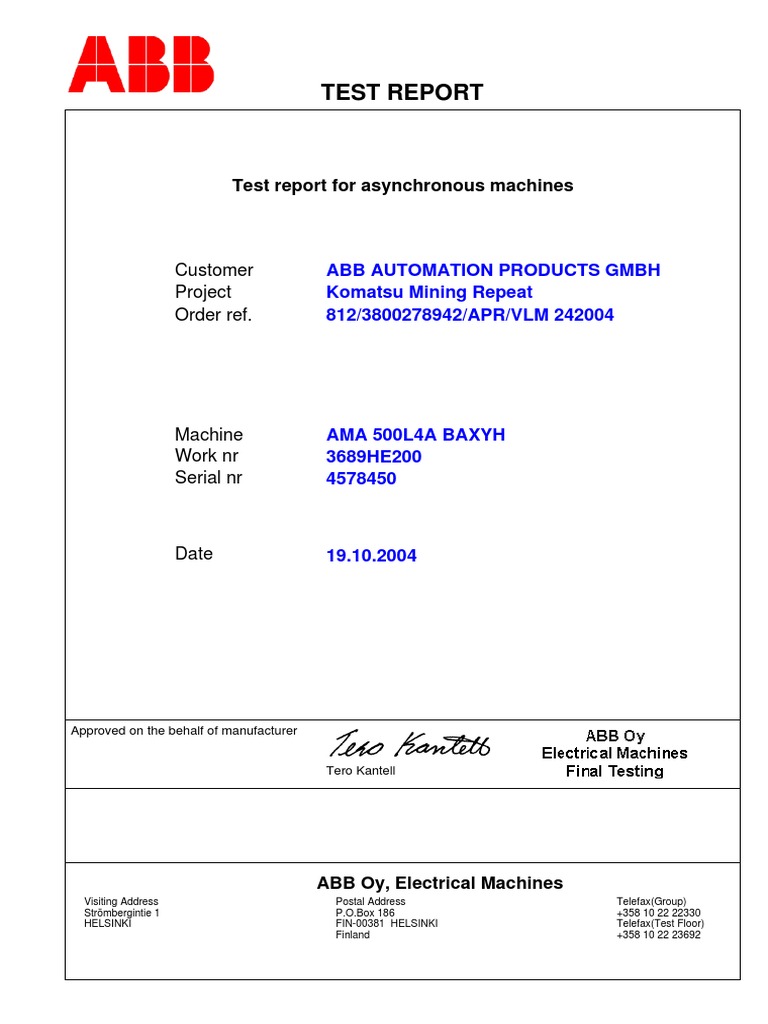 Test Report Motor_4578450AAENG | Physical Quantities | Electrical ...