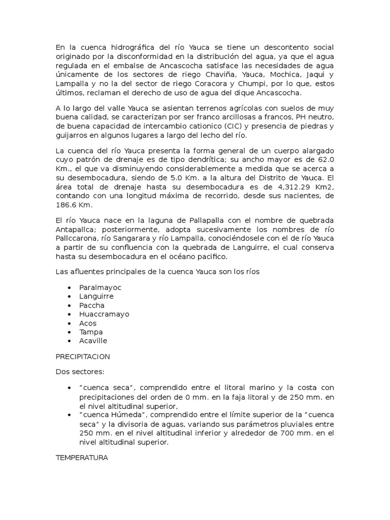 La Cuenca Yauca | PDF | Río | Cuenca de drenaje