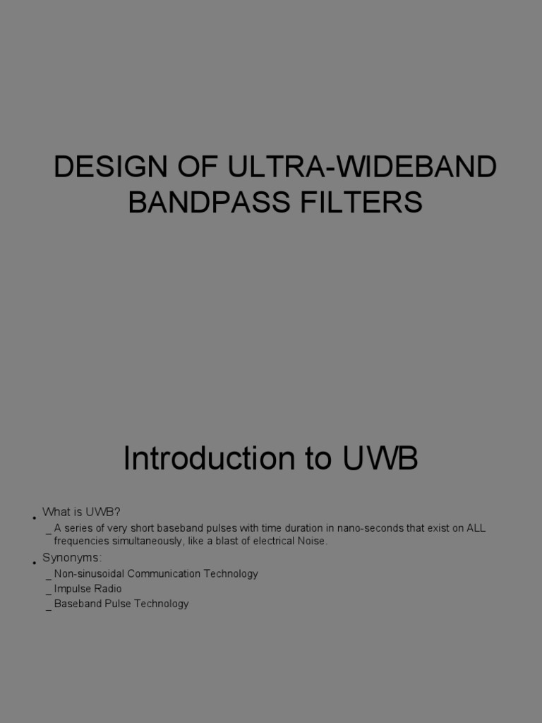 Design of Ultra Wide Band Bandpass Filters | PDF | Ultra Wideband ...