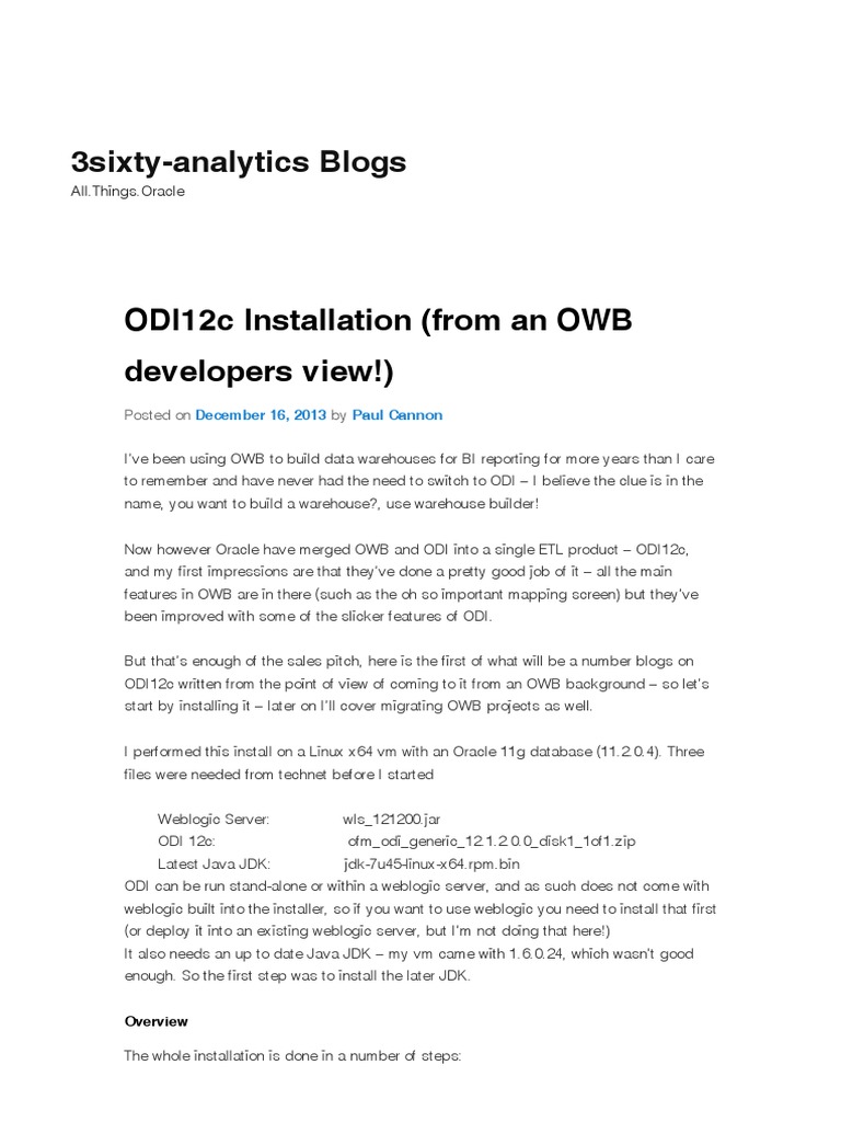 ODI 12c Installation Configuration | PDF | Password | Oracle Database