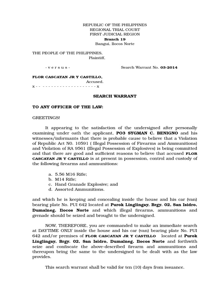 Search Warrant | PDF | Search Warrant | Probable Cause