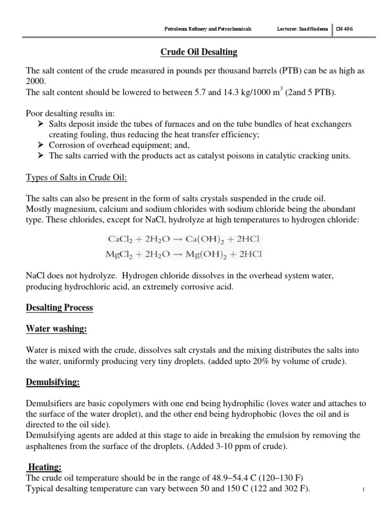 Removing Impurities through Crude Oil Desalting: A Focus on Salt ...