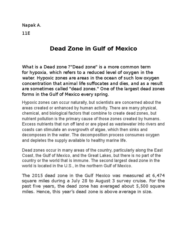 Gulf of Mexico Dead Zone Explained | PDF
