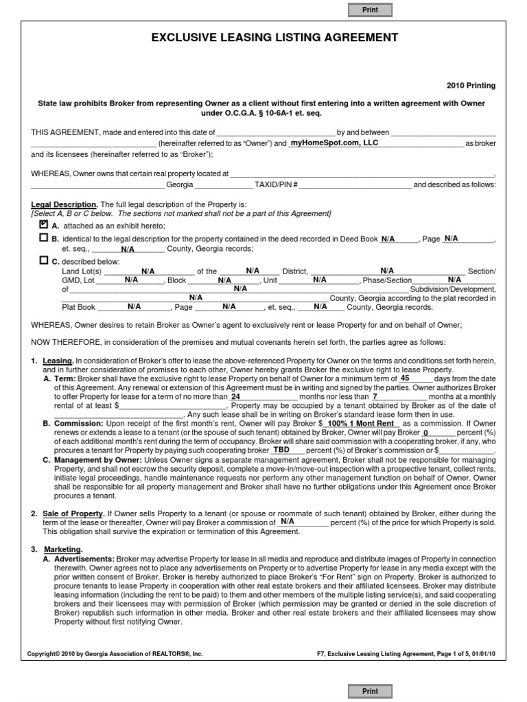 Full Service Leasing Agreement | PDF | Real Estate Broker | Lease